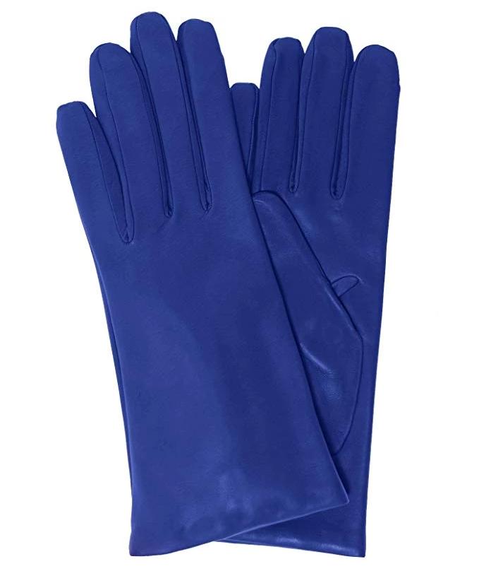 Ladies Electric Blue Italian Leather gloves cashmere lined -Floriana n ...